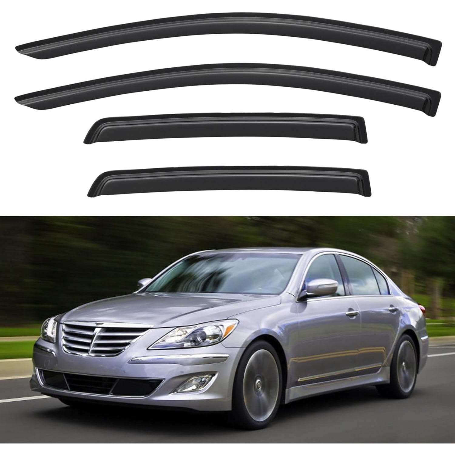 Window Visors Rain Guards for 2009-2014 Hyundai Genesis Sedan, Out ...