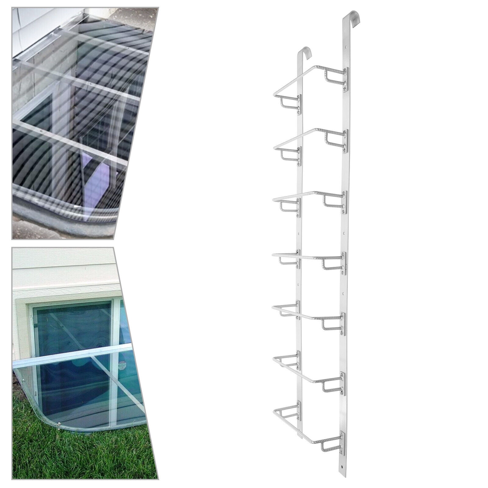 Window Well Ladder 7 Steps Heavy-Duty Egress Escape Ladder 20"W x 78.3 ...