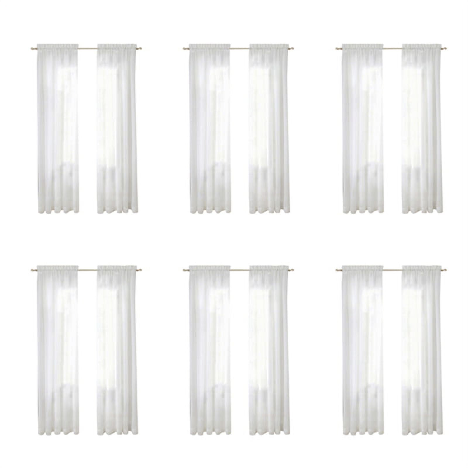 Window White Sheer Curtains 90 Inches Long 12 Panels Sheer White ...
