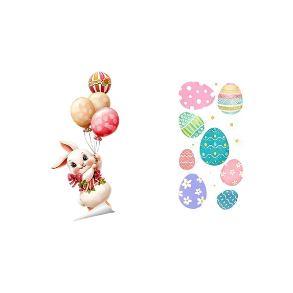 Window decals for Glass Windows, 10X16 in, Easter Eggs, Bunny Figure ...