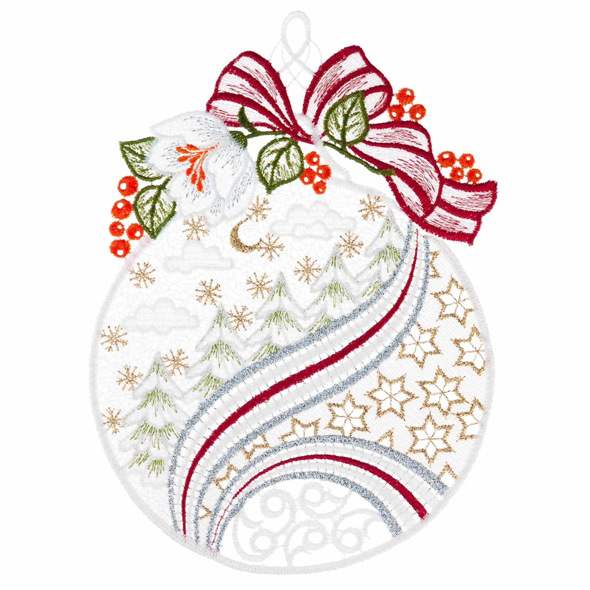 Window picture Christmas ball by W. Reuter & Sohn - Plauener Spitze ...
