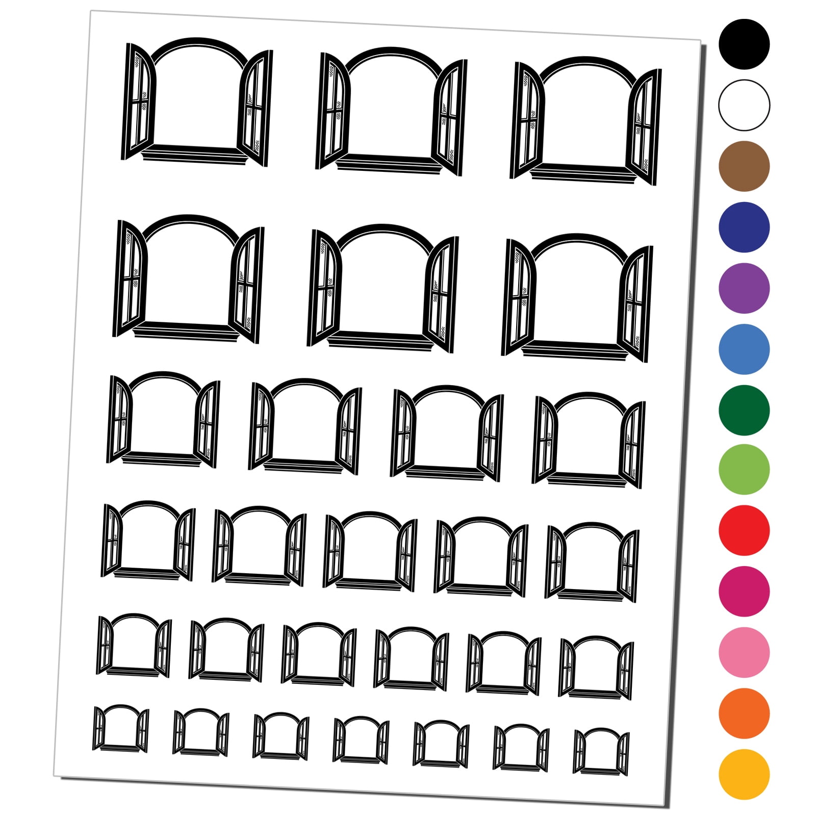 Window with Open Shutters Cottage Style Water Resistant Temporary ...