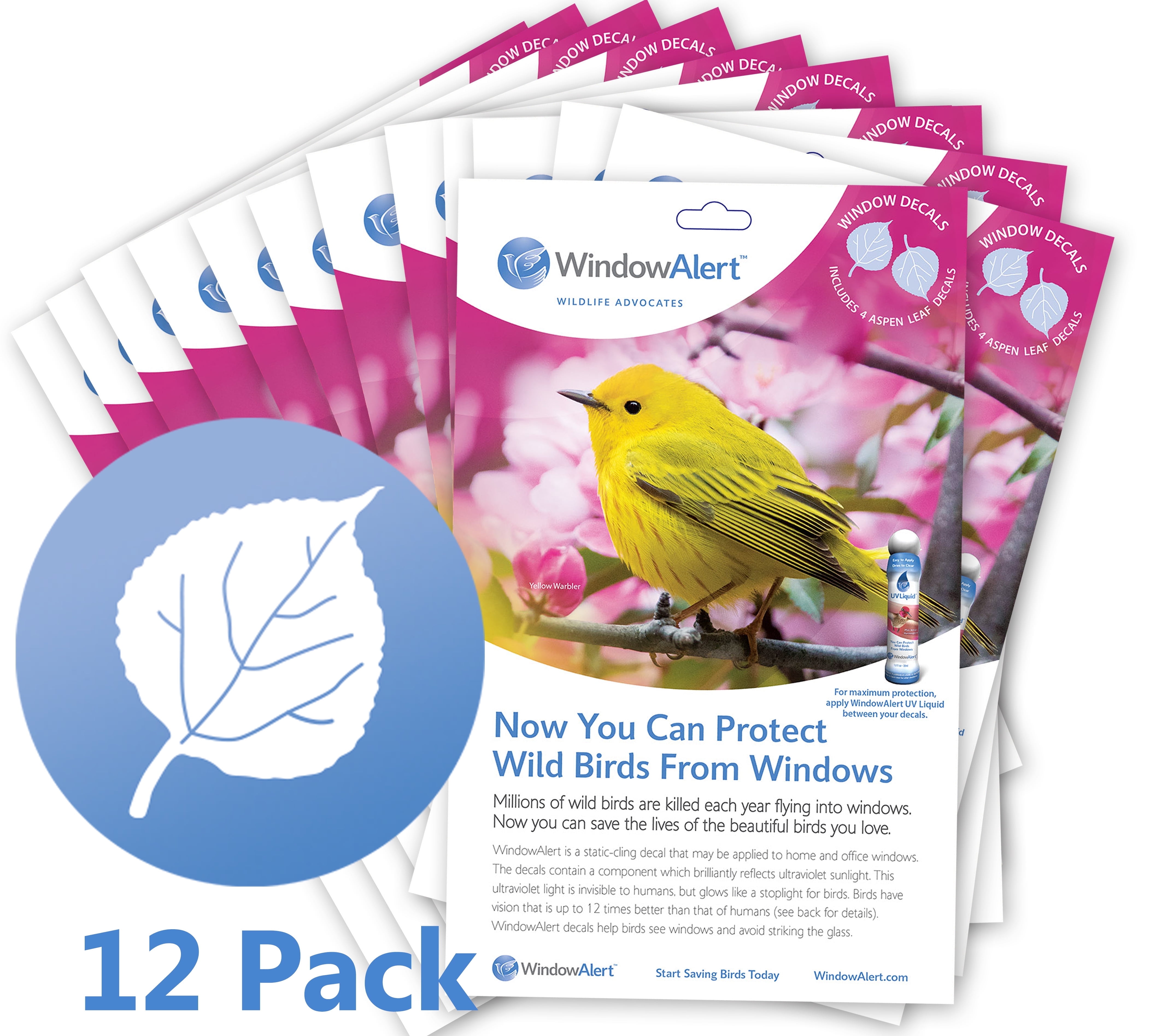 WindowAlert Anti-Collision Decal 12 Pack - UV-Reflective Window Decal ...