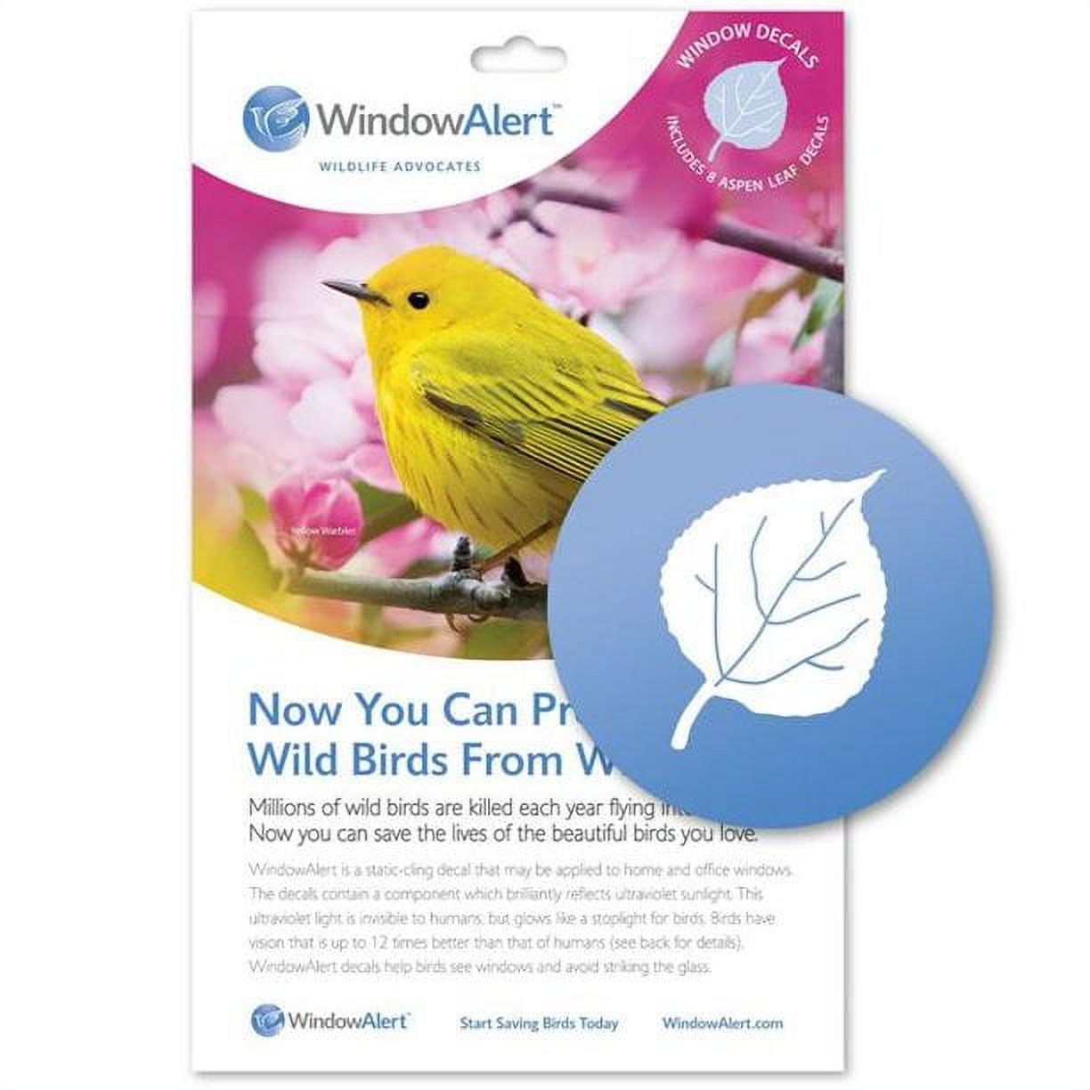 WindowAlert Aspen Leaf Anti-Collision Decal - UV-Reflective Window ...