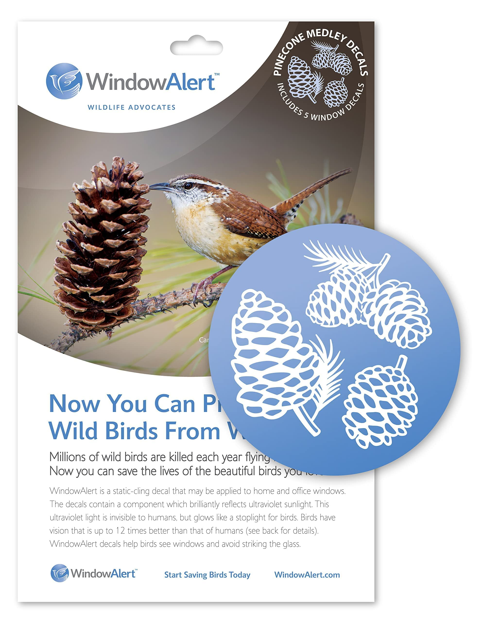 WindowAlert Pinecone Anti-Collision Decal - UV-Reflective Window Decal ...