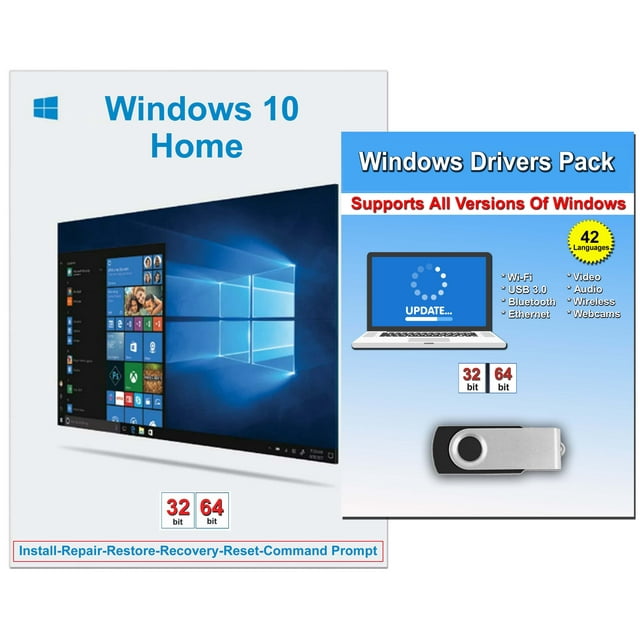 Computer Werx Windows 10 Home 32/64 Bit USB with Key Install Repair ...