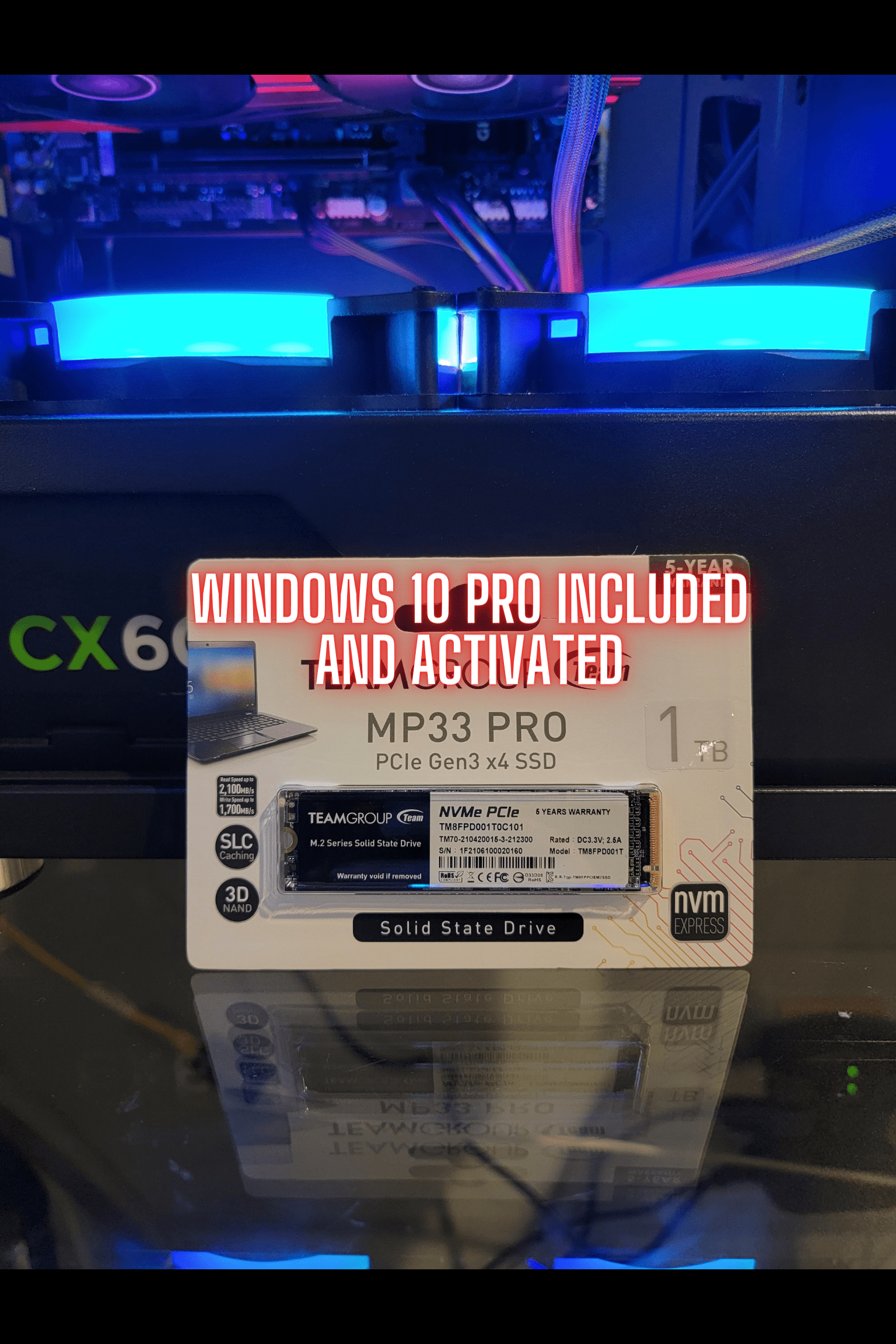 (Windows 10 Pro Pre Installed and Activated) 1TB TeamGroup MP33 Internal M.2 NVMe SSD, Solid ...