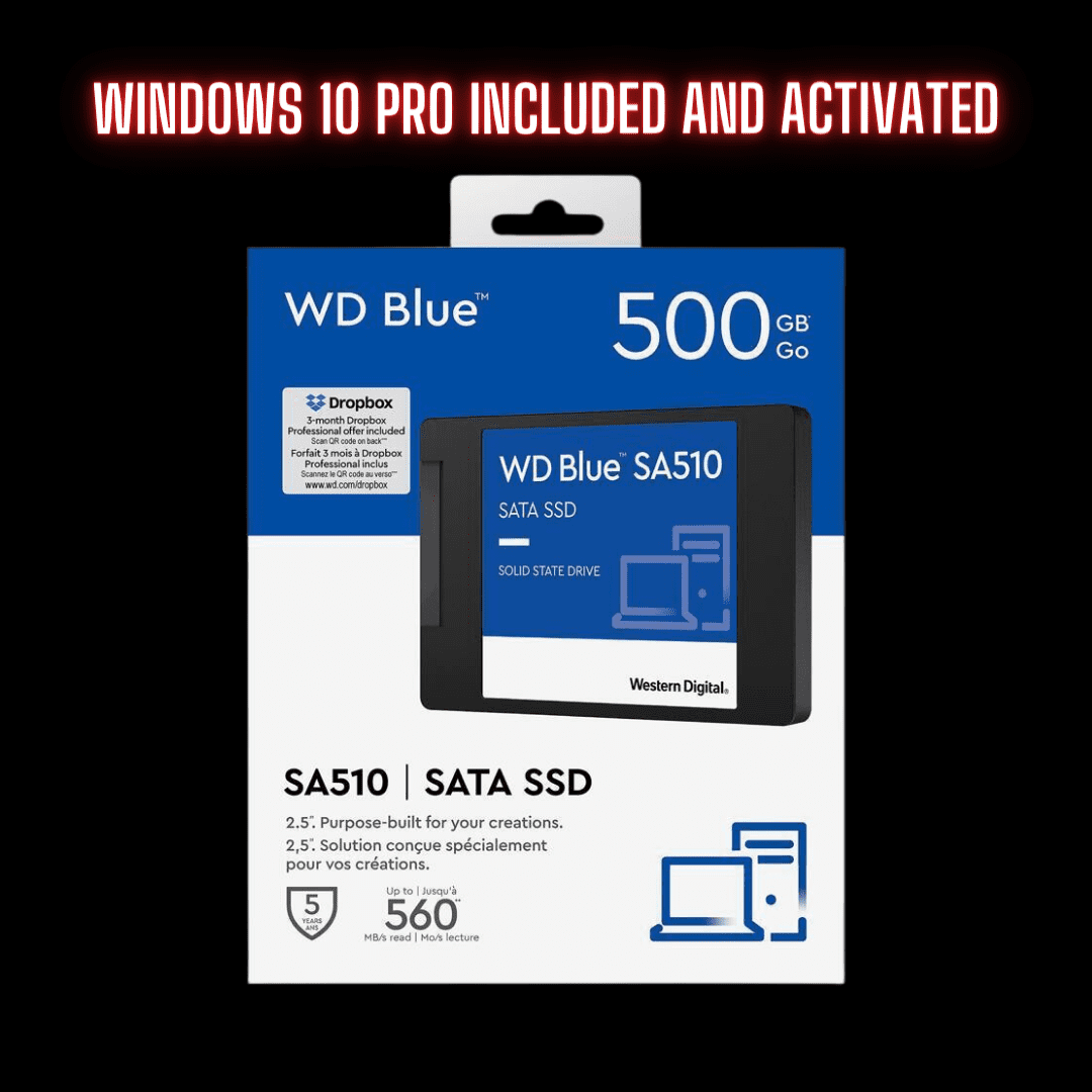 (Windows 10 Pro Pre Installed and Activated) 500GB WD Blue SA510 ...