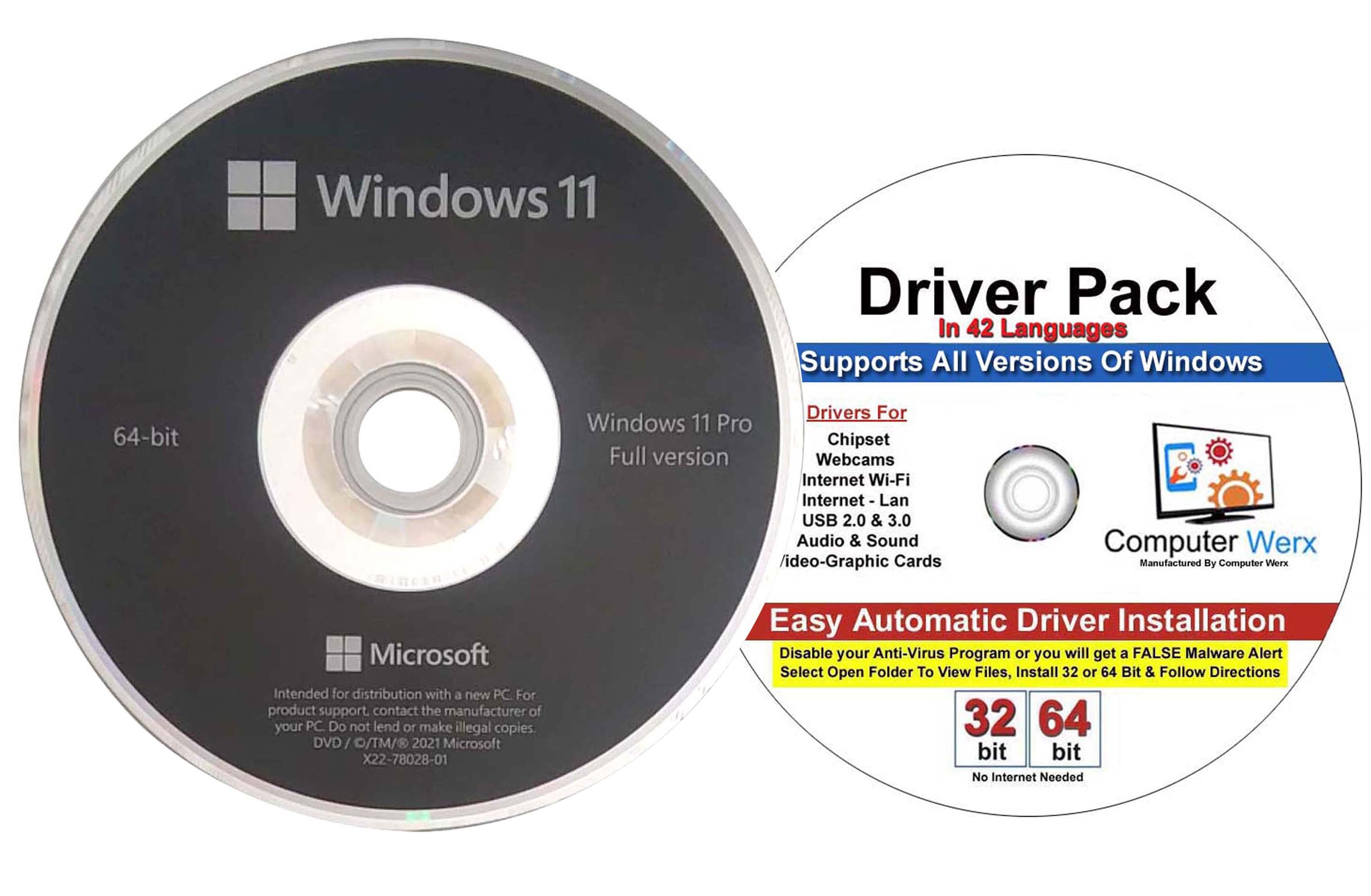 Windows 11 Pro 64 Bit OEM DVD & Drivers Pack - Computer Software Disk ...