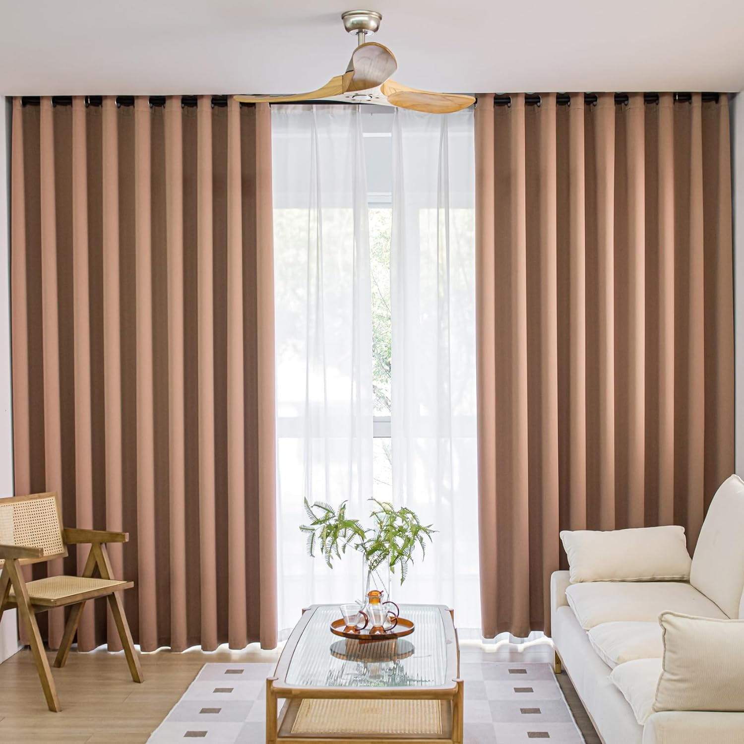 Windows Coffee Blackout Curtains 95 inches Long 2 Panels Set Grommet ...