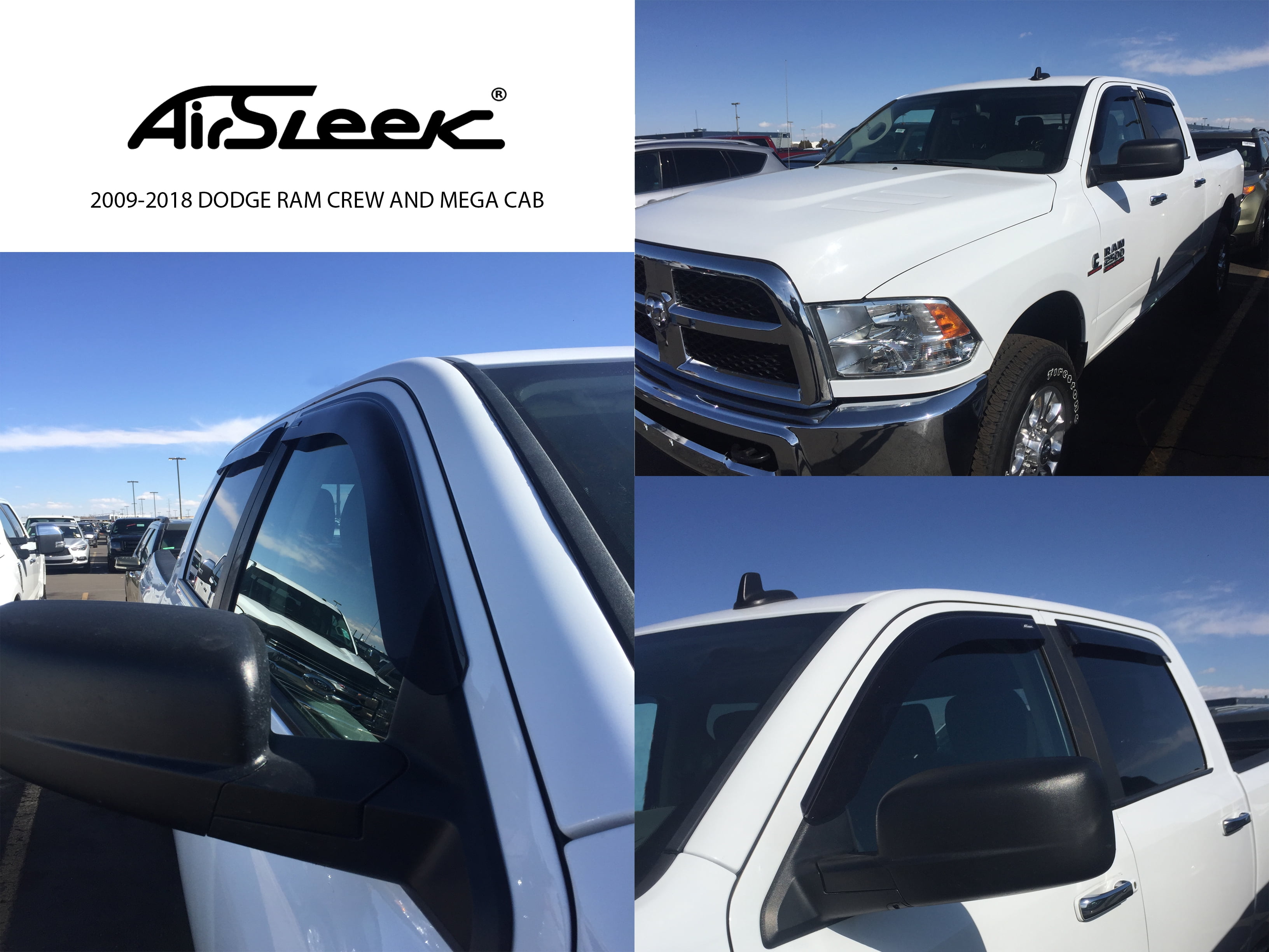 Windows Deflectors Visor Vent Shade Sun Rain Guard RAM 2009-2018 Crew ...