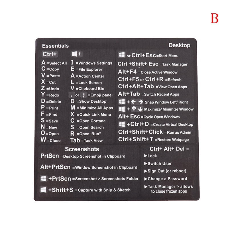 Windows PC Reference Keyboard Shortcut Sticker Adhesive For PC Laptop ...