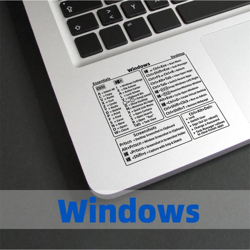Windows PC Reference Keyboard Shortcut Sticker for PC Laptop Desktop ...