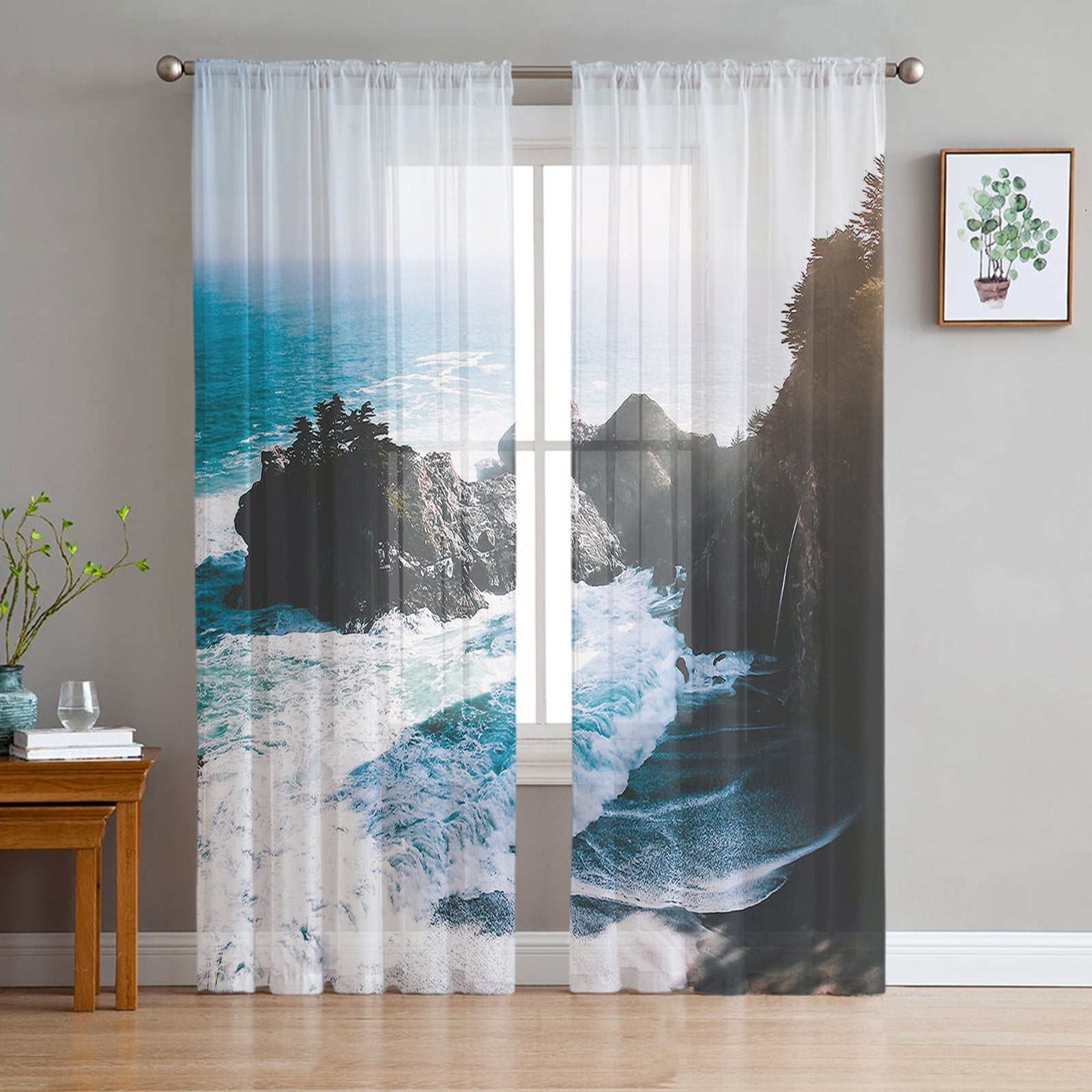 Windows Rocks Seaside Views White Tulle Curtains For Living Room ...