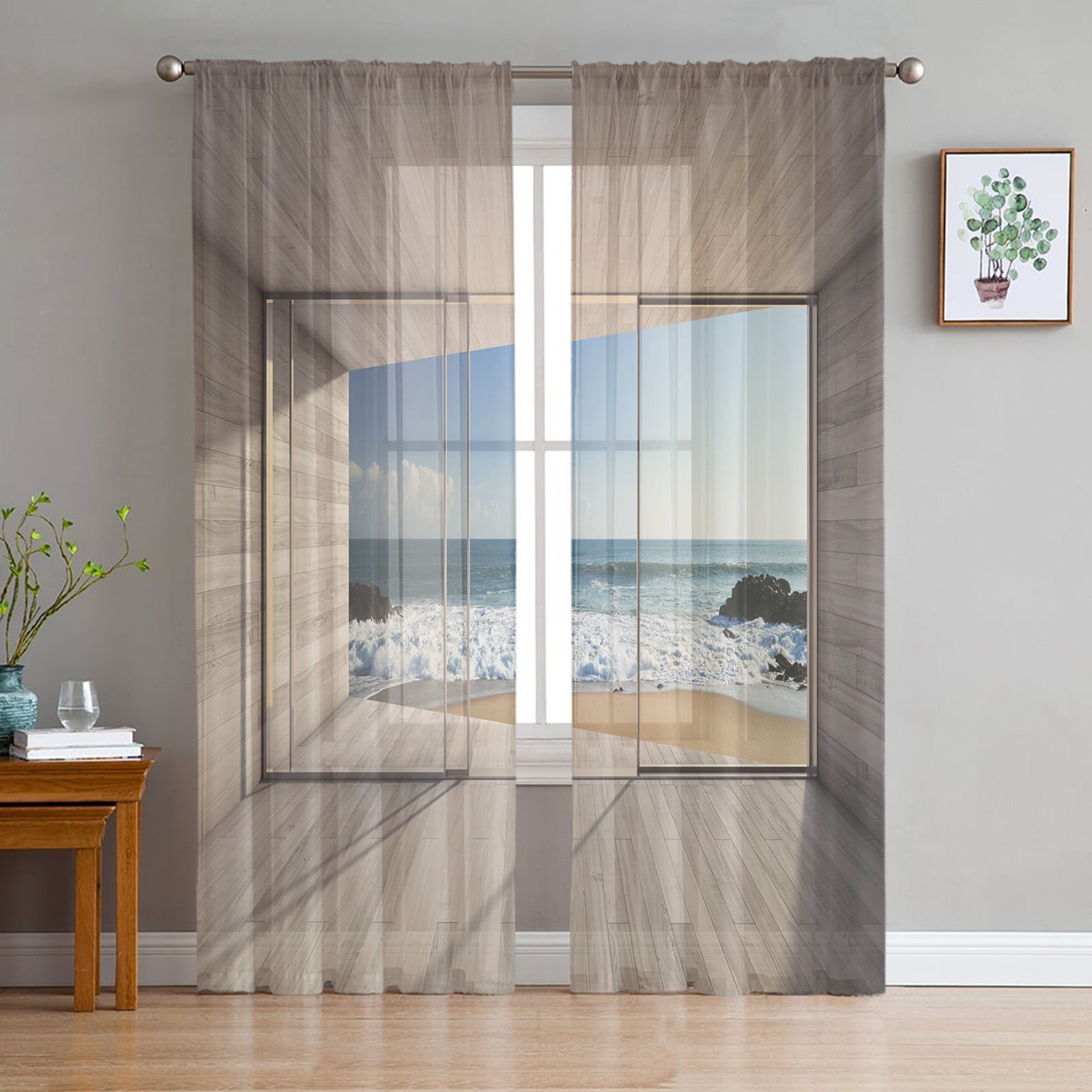 Windows Rocks Seaside Views White Tulle Curtains For Living Room ...