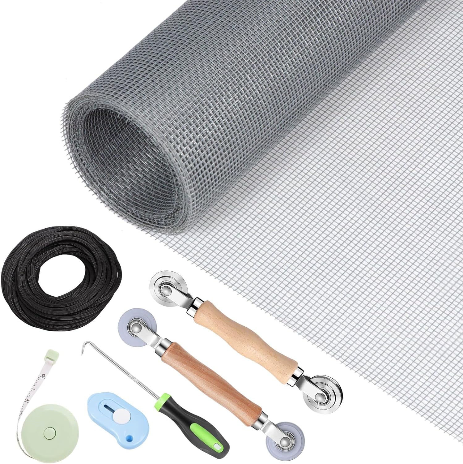 Windows Screen and Screen Door Repair Kit, 48"x118" Charcoal Fiberglass ...