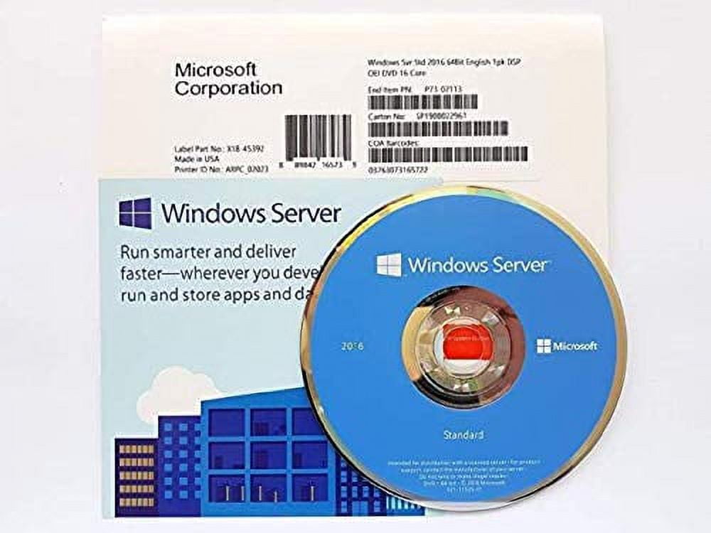 Windows Server 2016 Standard OEM English DVD | Windows 10 Server ...