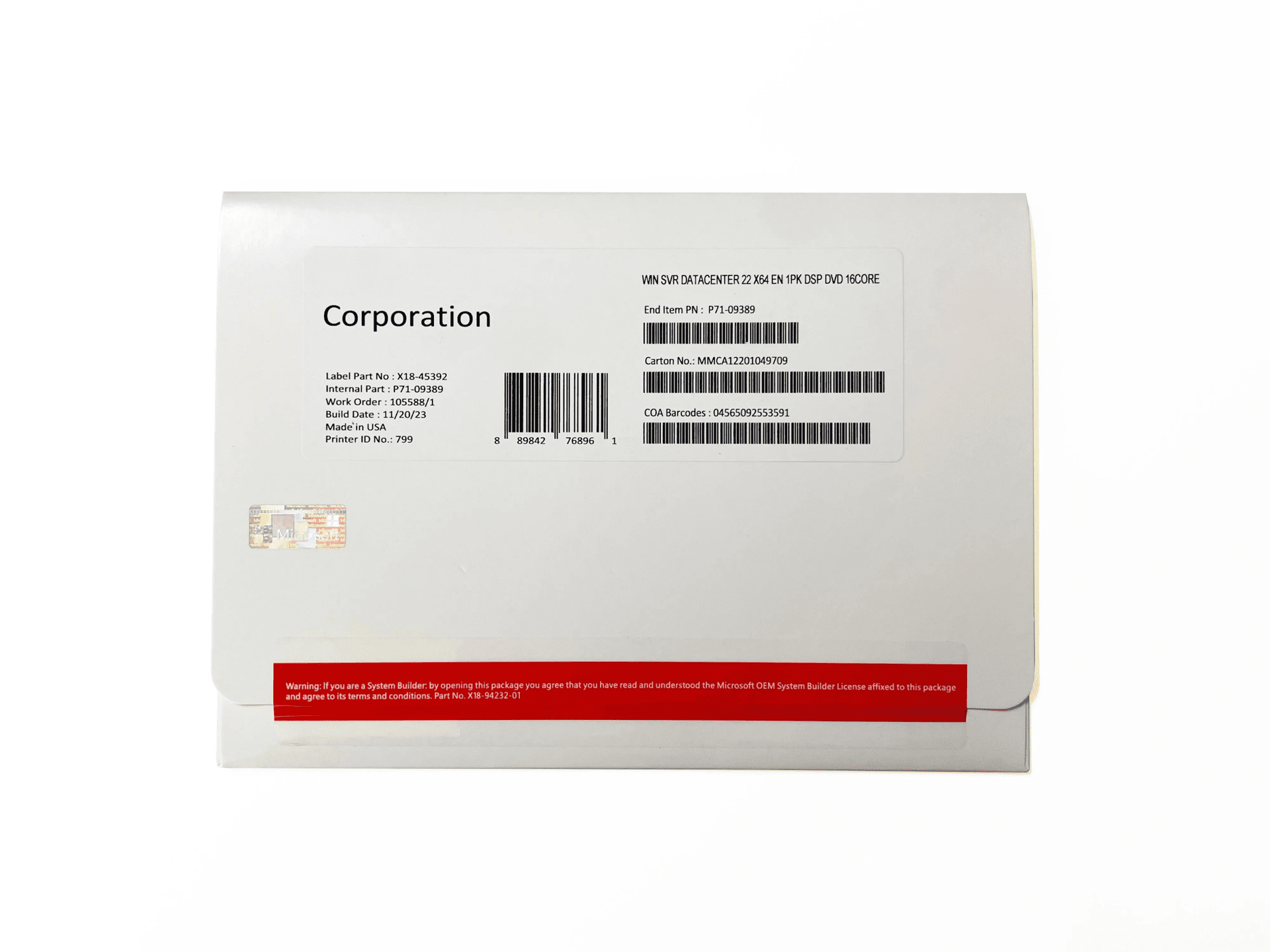 Windows Server 2022 Standard 16 Core License 64-Bit DVD + Activation ...