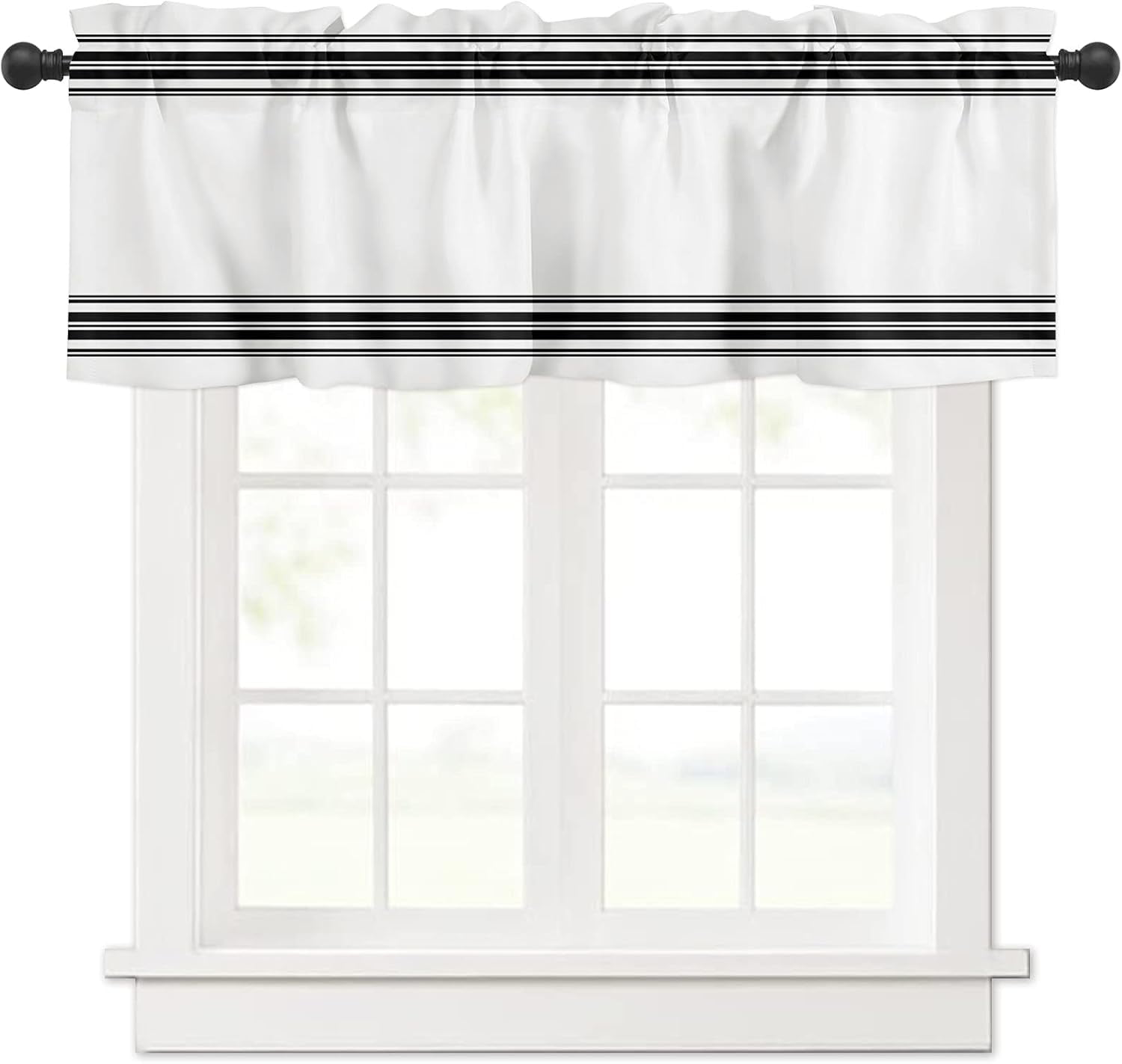 Windows Valances Curtain Black Ticking Vertically Stripe Kitchen ...