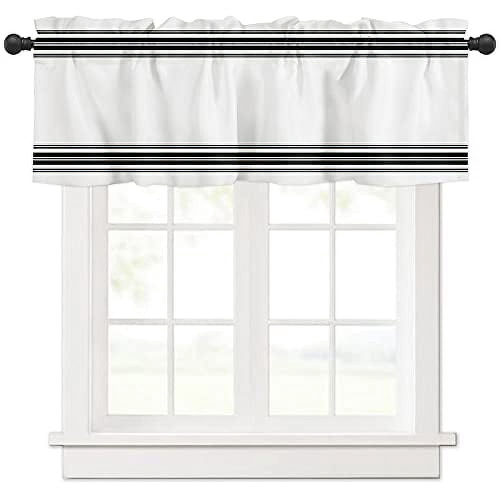 Windows Valances Curtain Black Ticking Vertically Stripe Kitchen ...