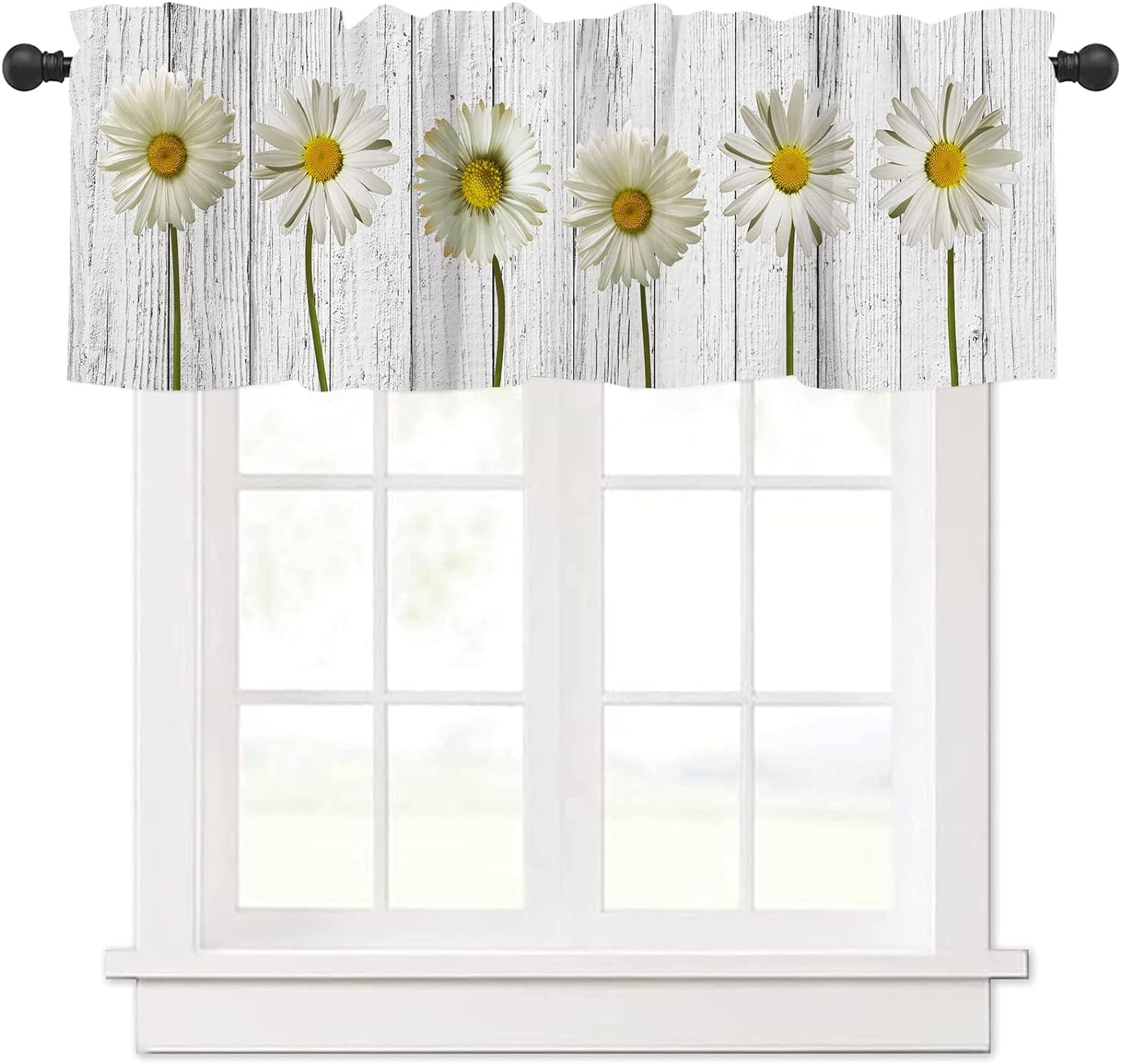 Windows Valances Curtain Daisy Floral Kitchen Valances Rod Pocket Short ...