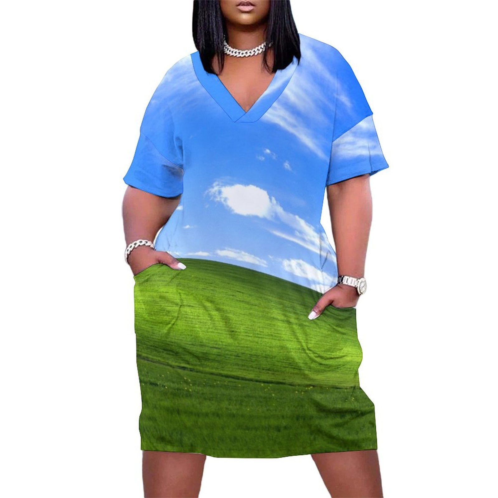 Windows XP Wallpaper Loose Pocket Dress elegant dress women's summer dresses 2025 - Walmart.com