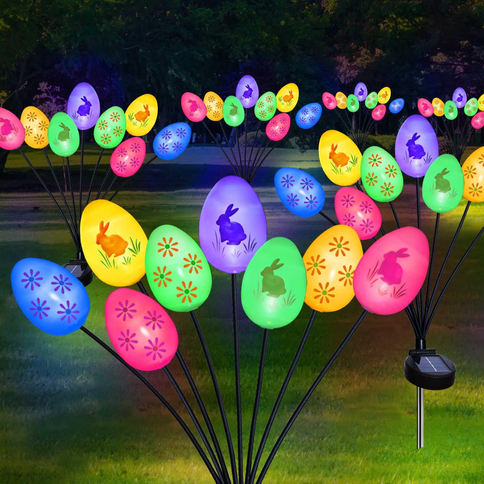 Windpnn Upgraded 2 Packs Solar Easter Garden Stake Lights, Easter ...