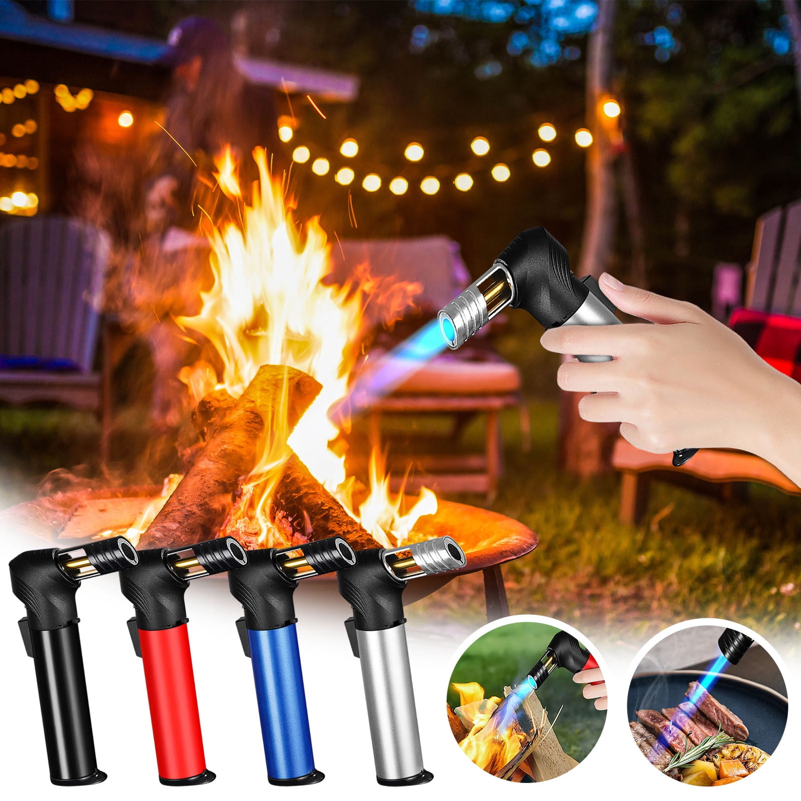 Windproof Adjustable Flame Butane Lighter | Rechargeable Portable Metal ...
