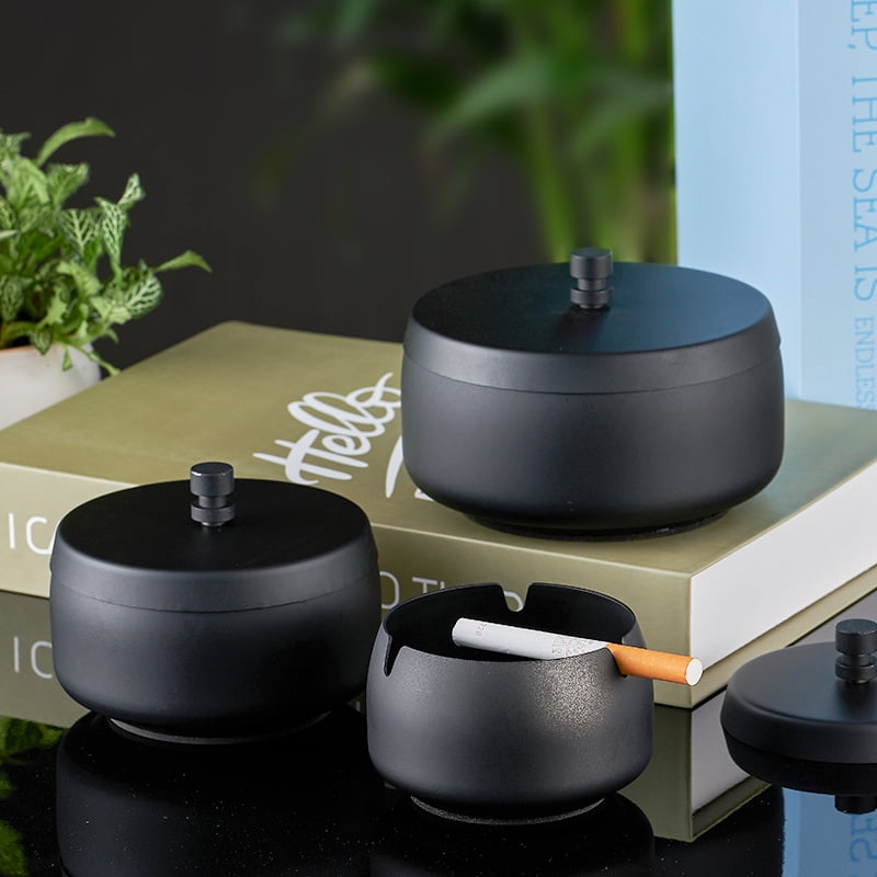 Windproof Ashtray with Lid Round Stainless Steel Portable for Car Home ...