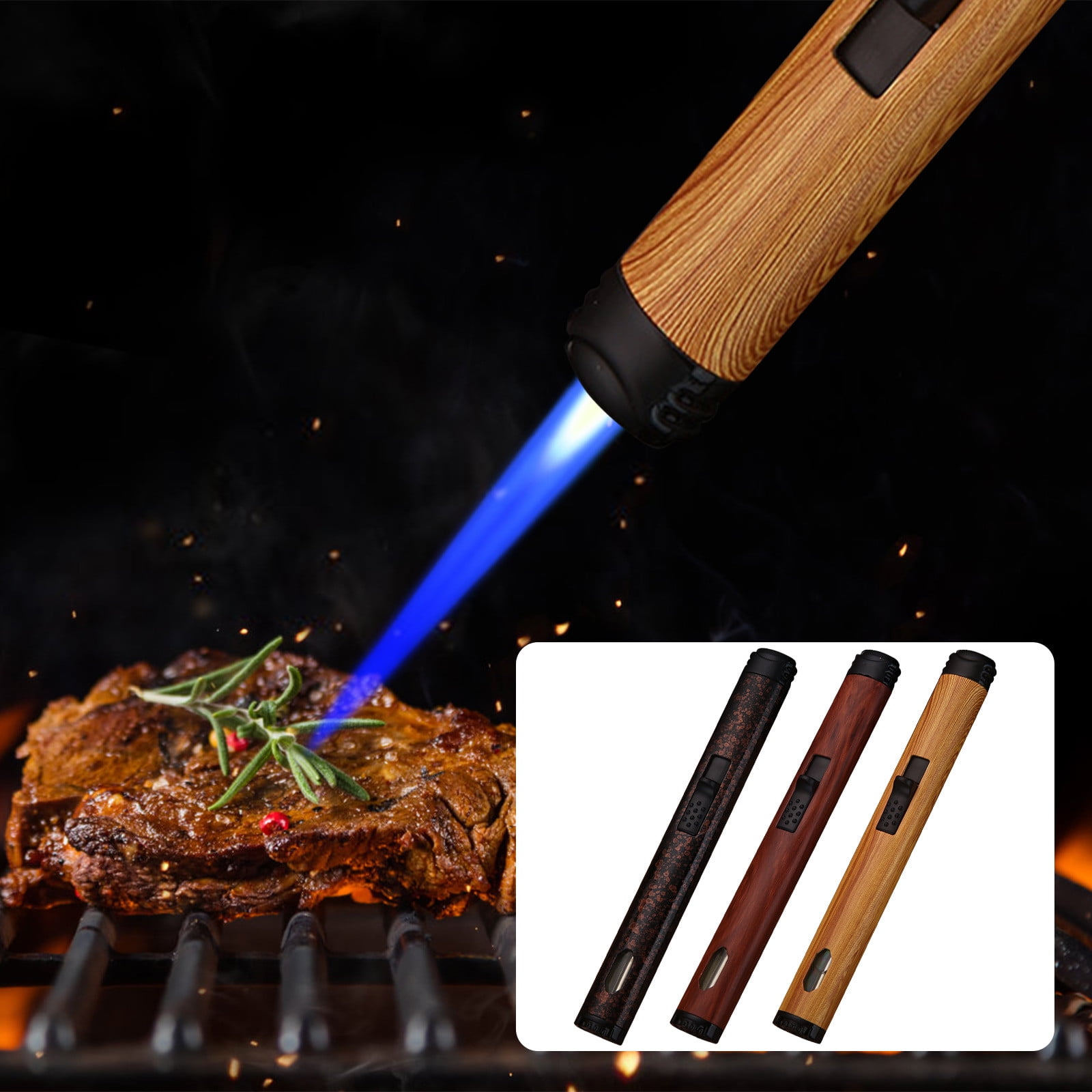 Windproof Blue Flame Lighter, Multi-Purpose Lighter, Visible Oil Window, Adjustable Flame Size ...