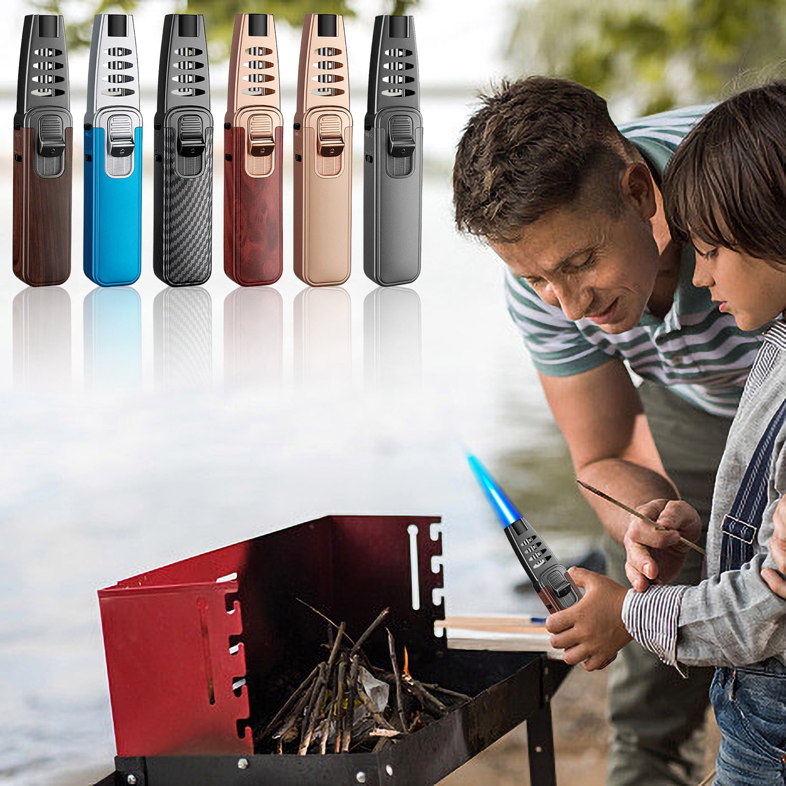 Windproof Butane Torch Lighter | Refillable Blue Flame Jet Torch for ...