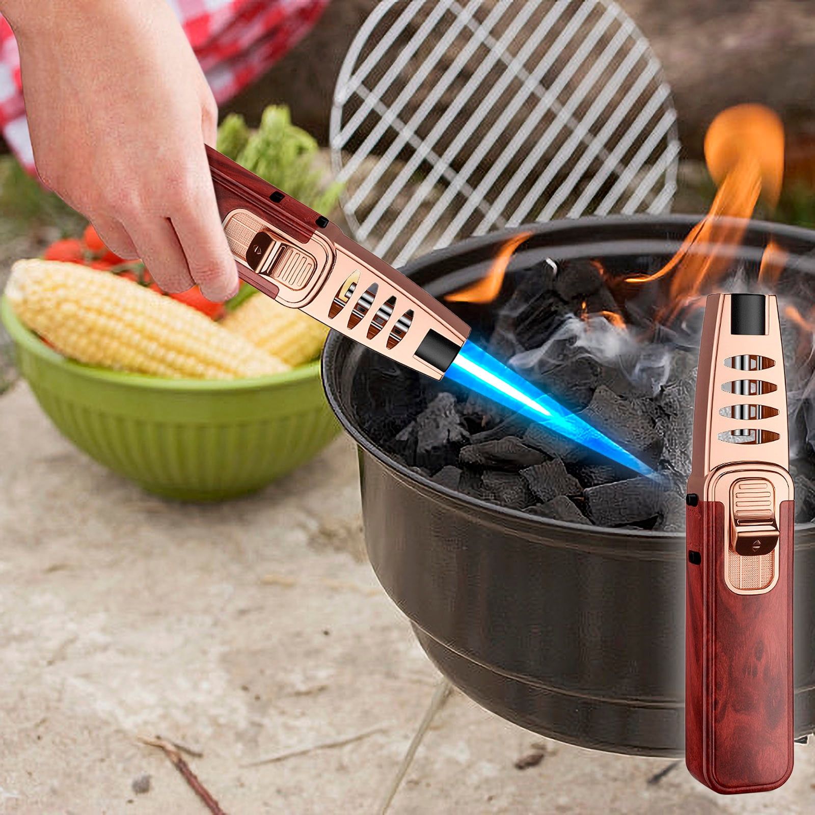 Windproof Butane Torch Lighter | Refillable Blue Flame Turbo Torcher ...