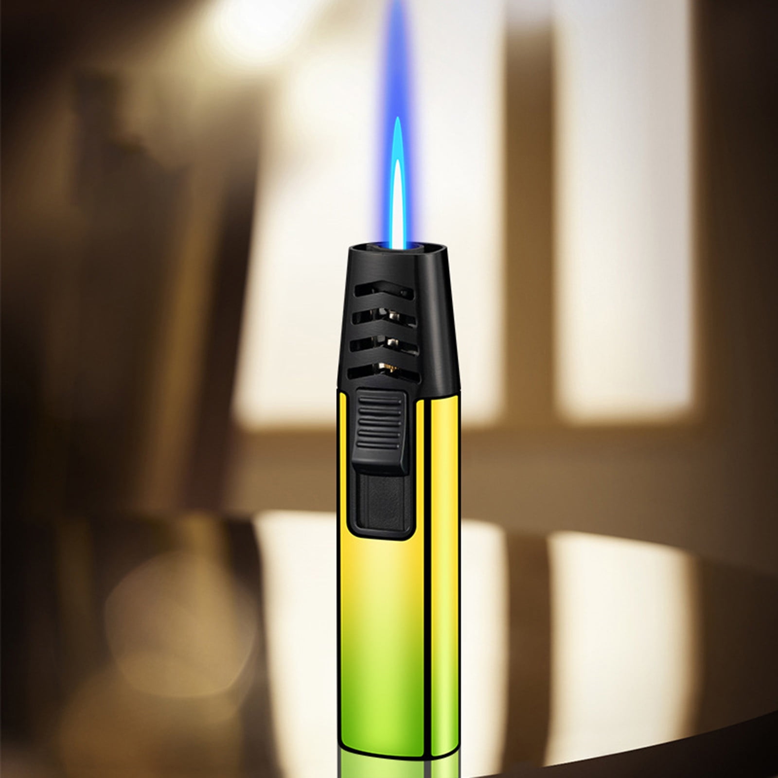 Windproof Butane Torch Lighter | Refillable Straight Blue Flame Turbine ...