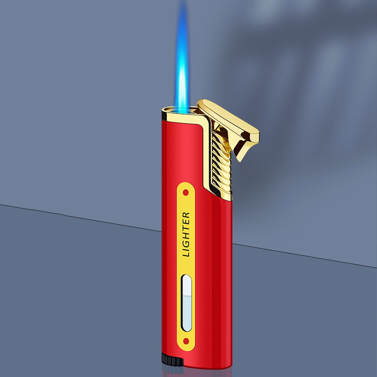 Windproof Butane Torch Lighter with Blue Flame - Adjustable Refillable ...