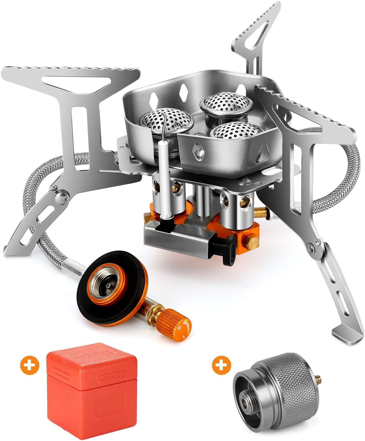 Windproof Camp Stove Camping Gas Stove with Fuel Canister Adapter ...