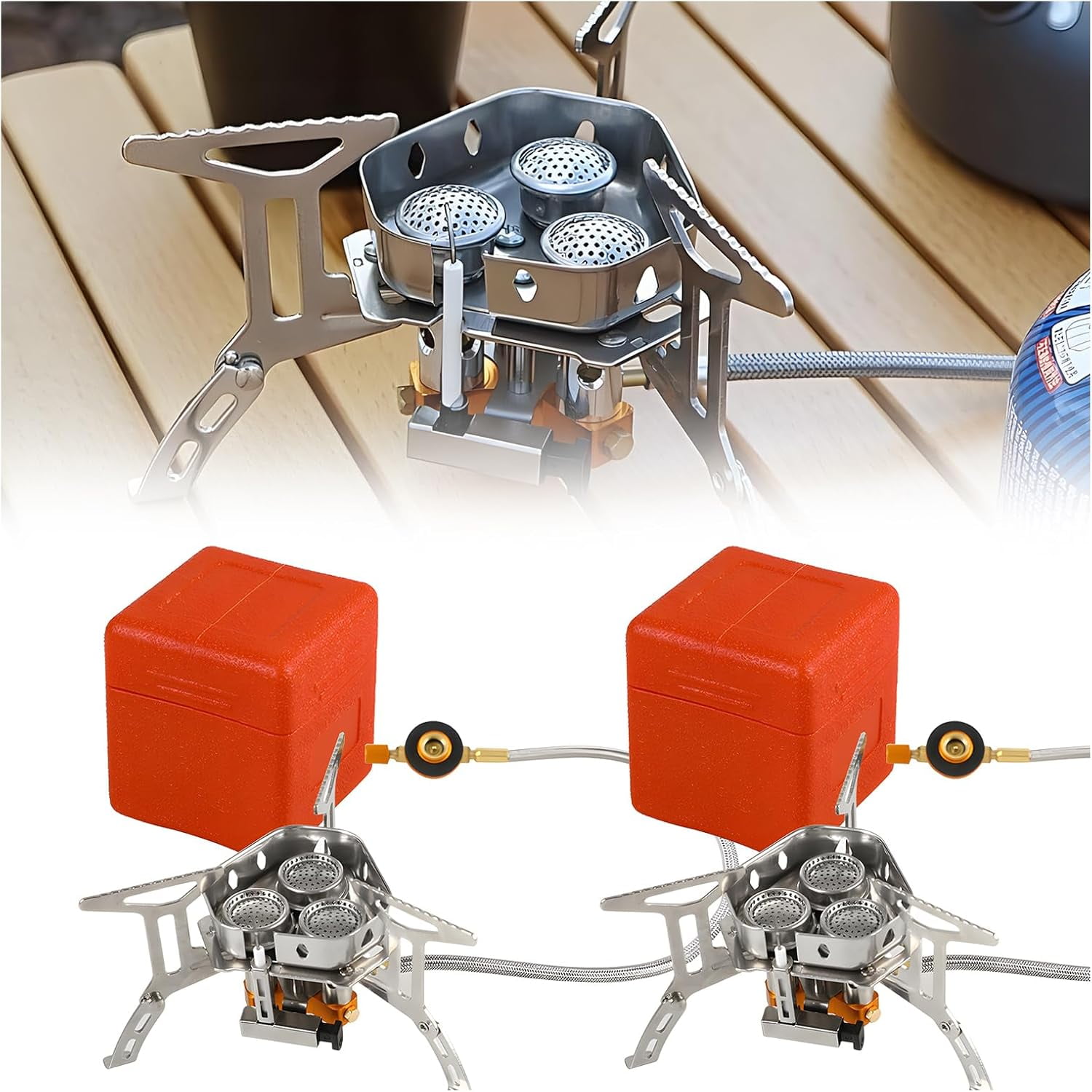 Windproof Camping Stove - Camping Outdoor Windproof Gas Burner, 5800W ...