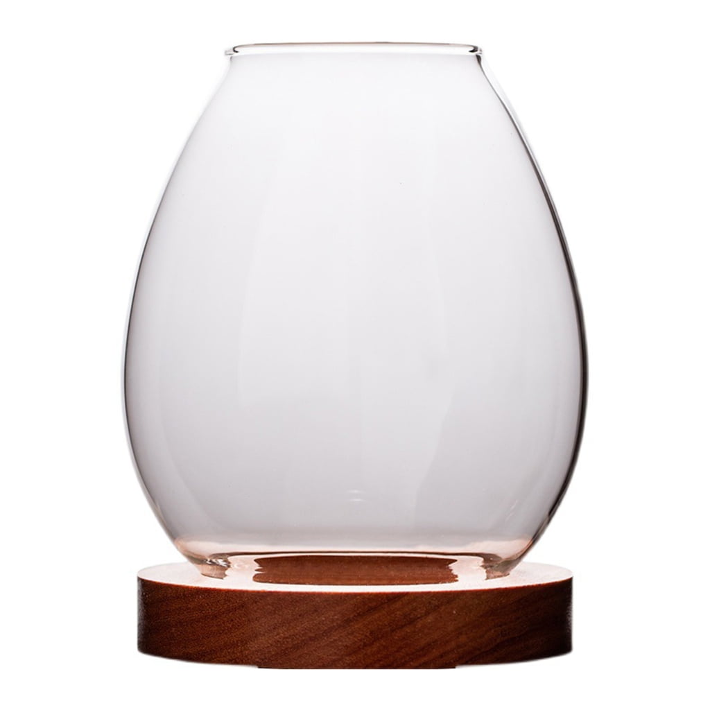 Windproof Candle Shade Cover Glass Candlesticks Candle Holder with Wood ...