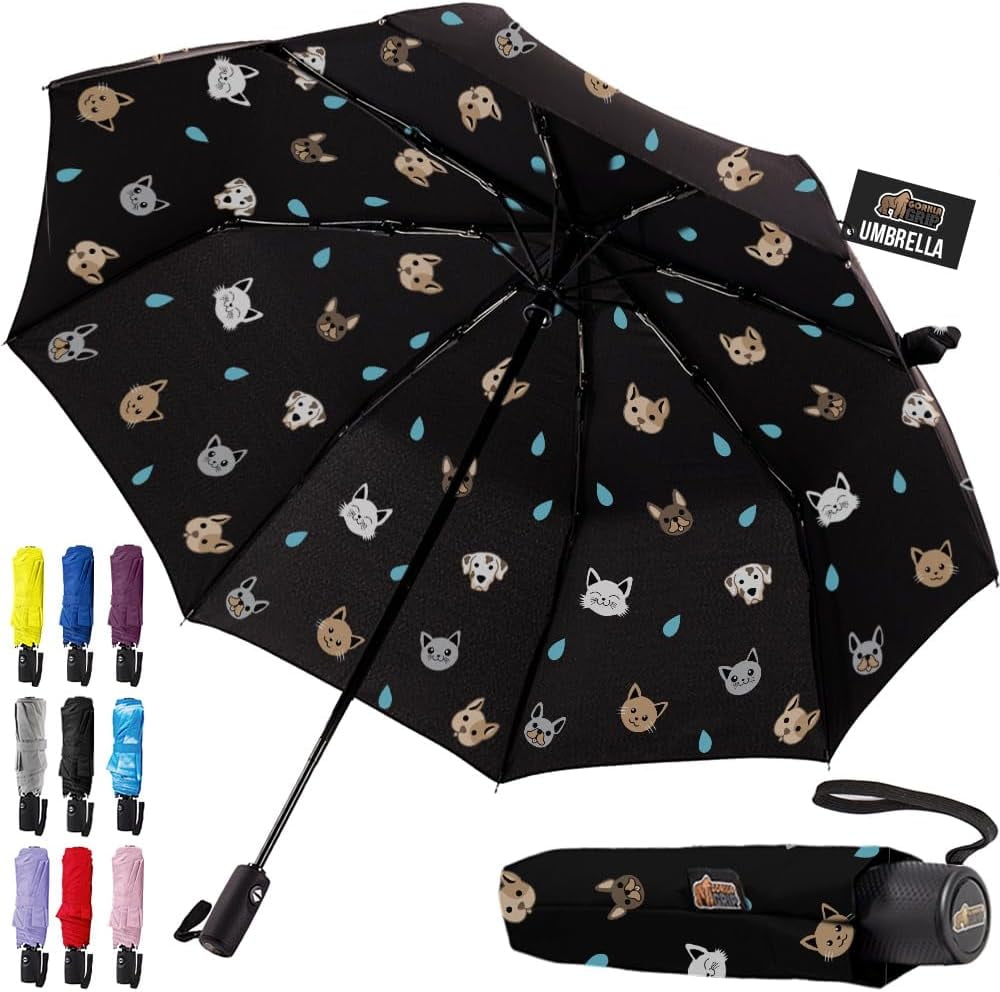 Windproof Compact Stick Umbrella for Rain, Travel One-Click Automatic ...