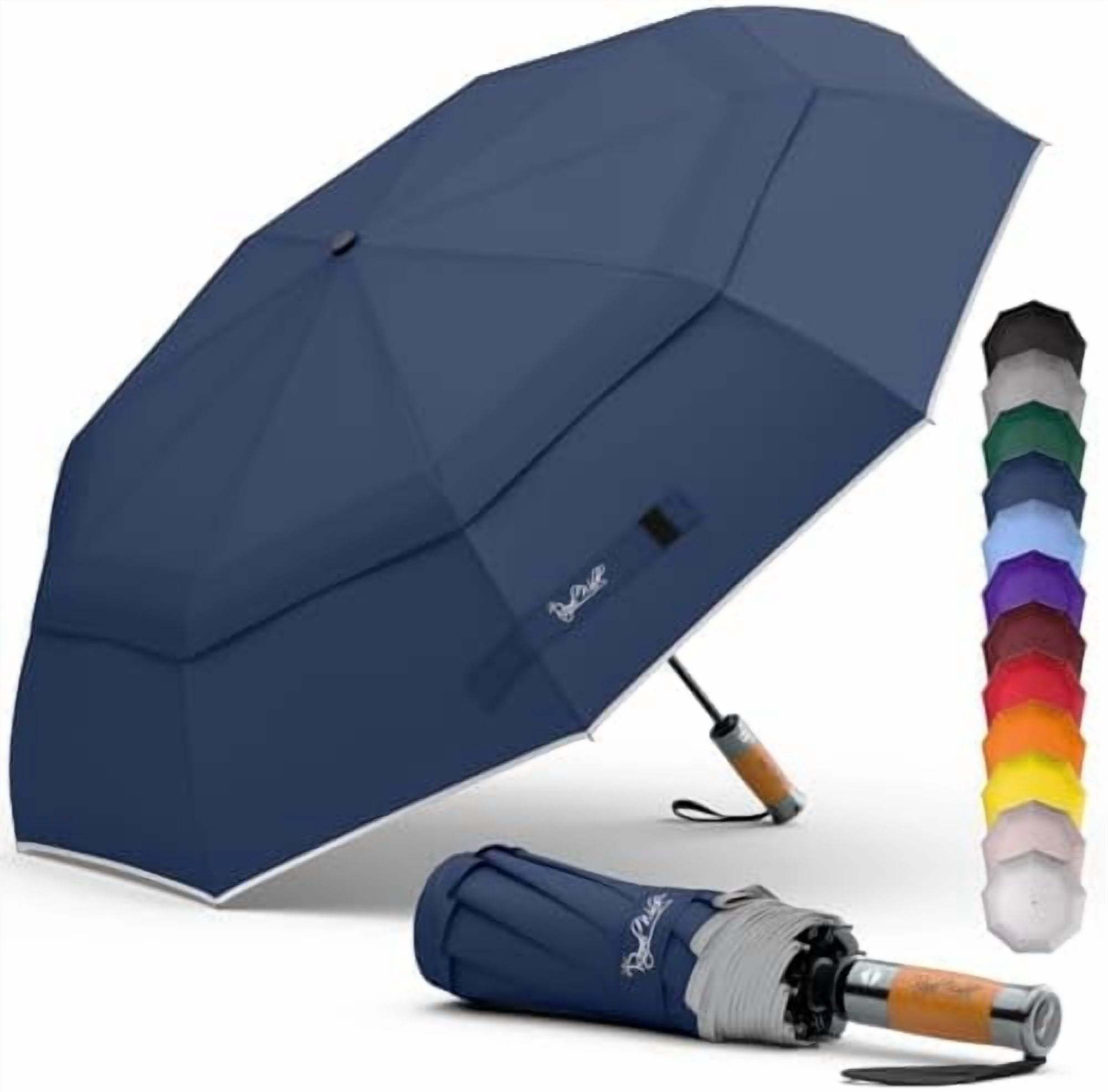 Windproof Folding Travel Umbrella Compact and Strong Luxurious Real ...