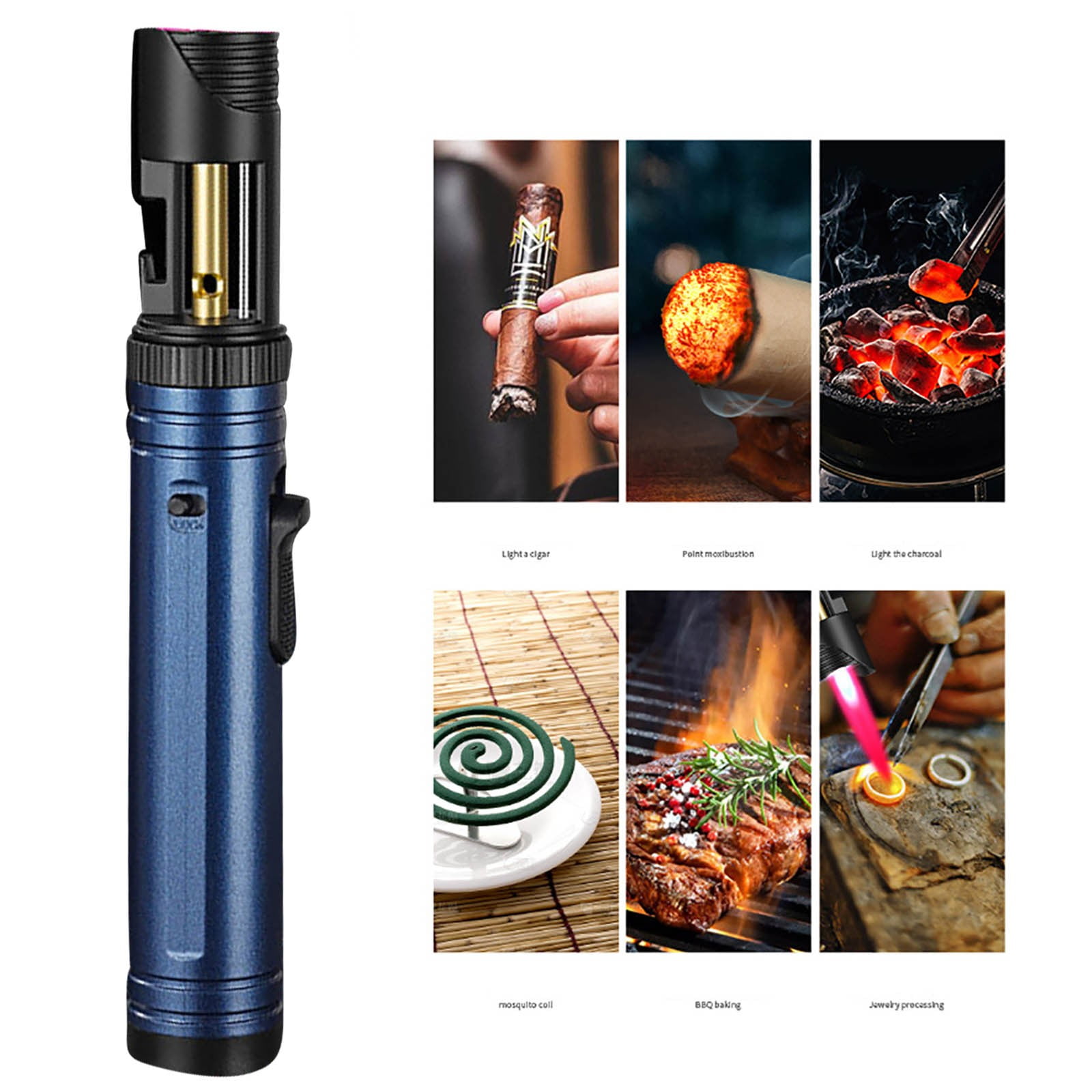 Windproof Gas Lighter, Fixed Fire Lock Design, Large Flame Spray ...