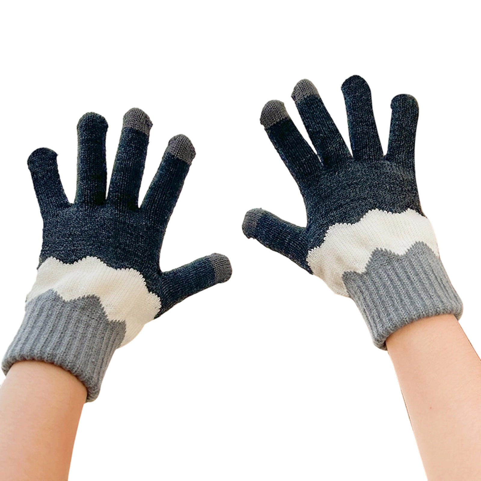 Windproof Knit Gloves For Women with Flower Pattern Cold Weather Gloves ...