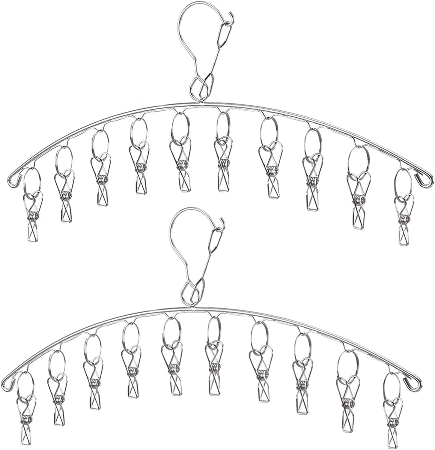 Windproof Laundry Hanger with 10 Clips Stainless Steel Clothes Drying ...