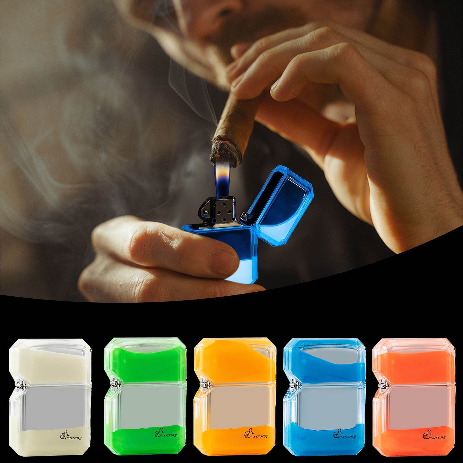 Windproof Lighter Quicksand Luminous Fluorescent Color | 5ml Refillable ...