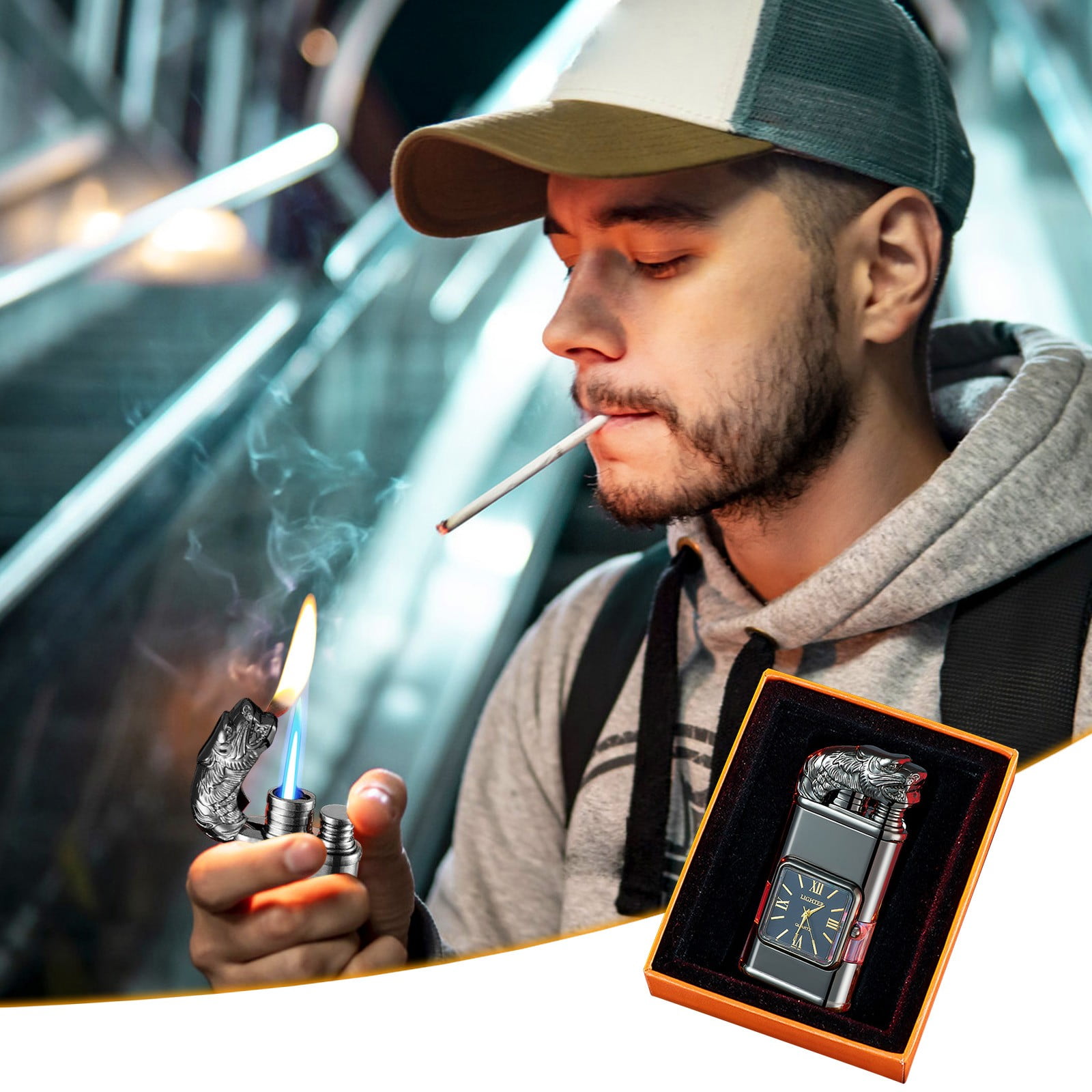 Windproof Lighter Vintage Lighter Watch Bezel, Jet Flame Torch, Unique ...