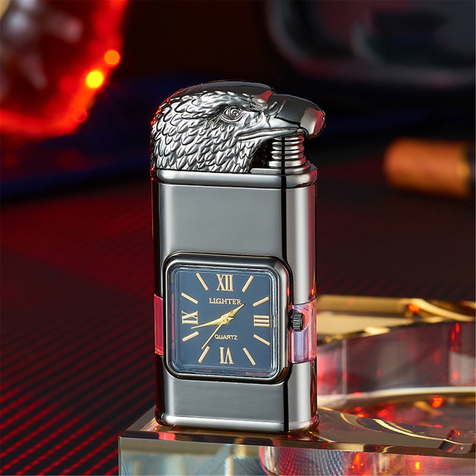 Windproof Lighter Vintage Watch Bezel Jet Flame Torch,Men's Cool Dual ...