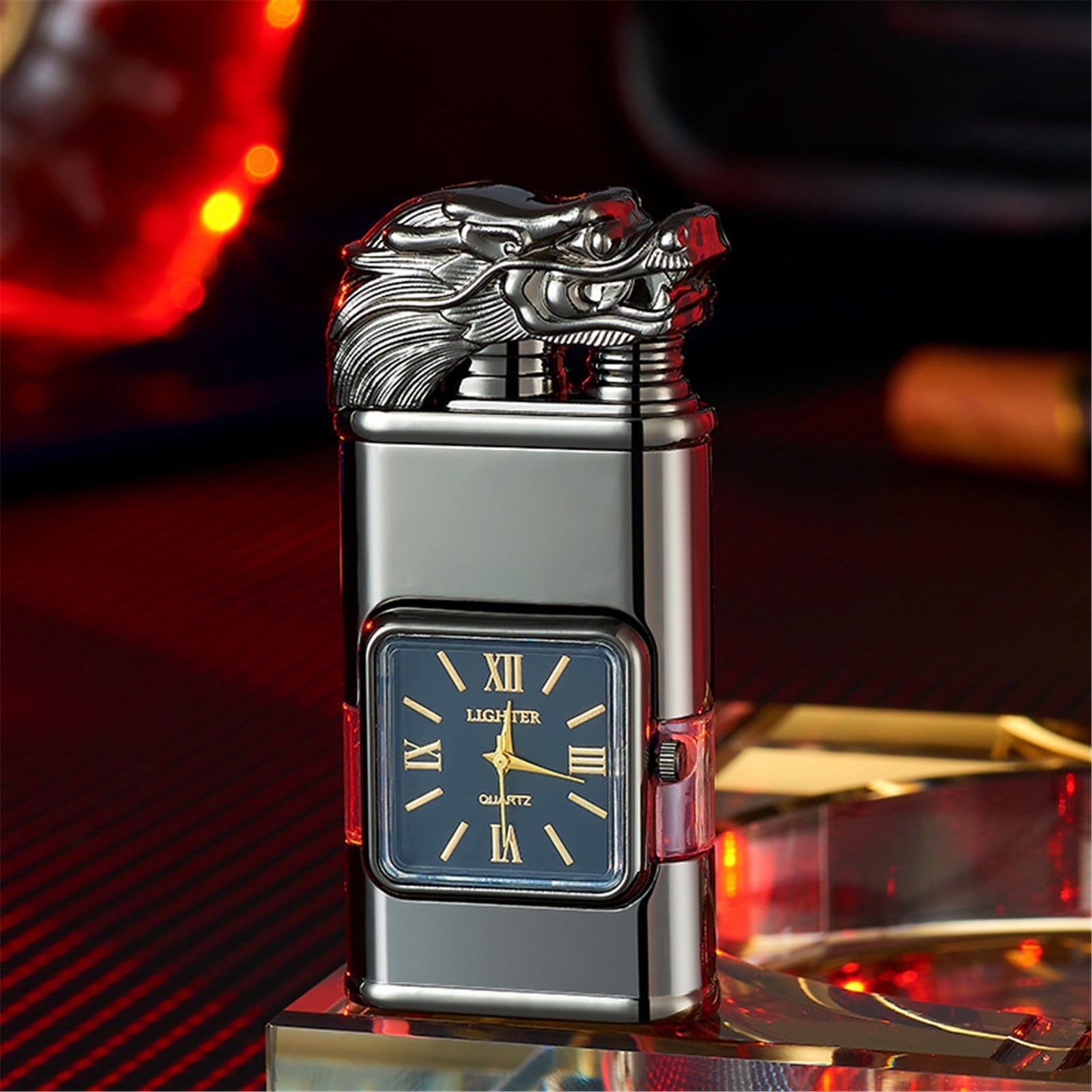 Windproof Lighter Vintage Watch Bezel Jet Flame Torch,Men's Cool Dual ...