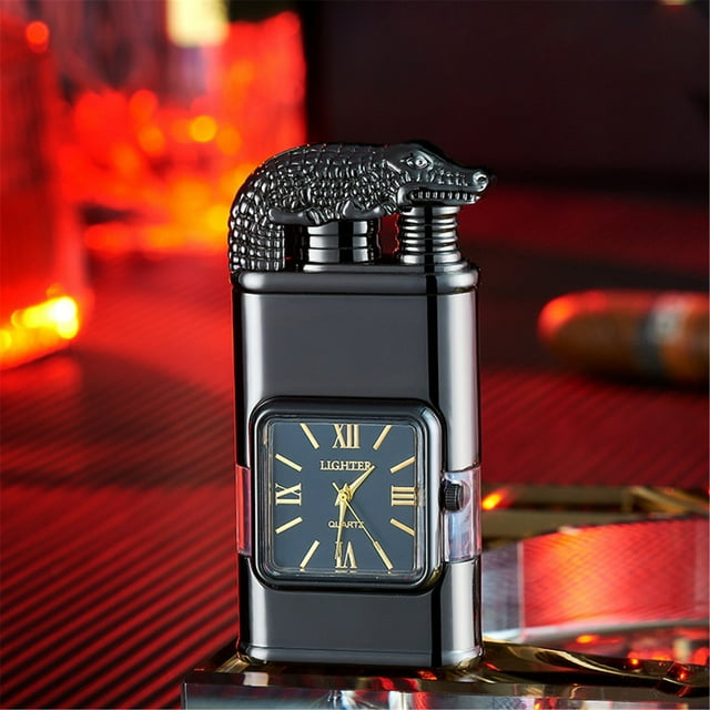 Windproof Lighter Vintage Watch Bezel Jet Flame Torch,Men's Cool Dual ...