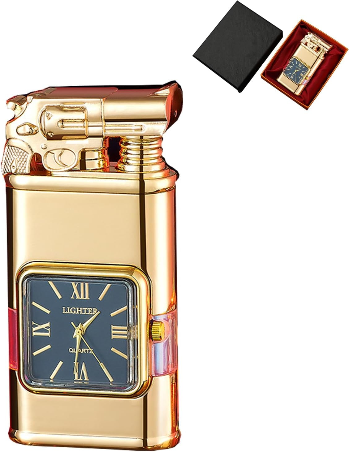 Windproof Lighter with Vintage Watch Jet Flame Torch,Creative Dual ...