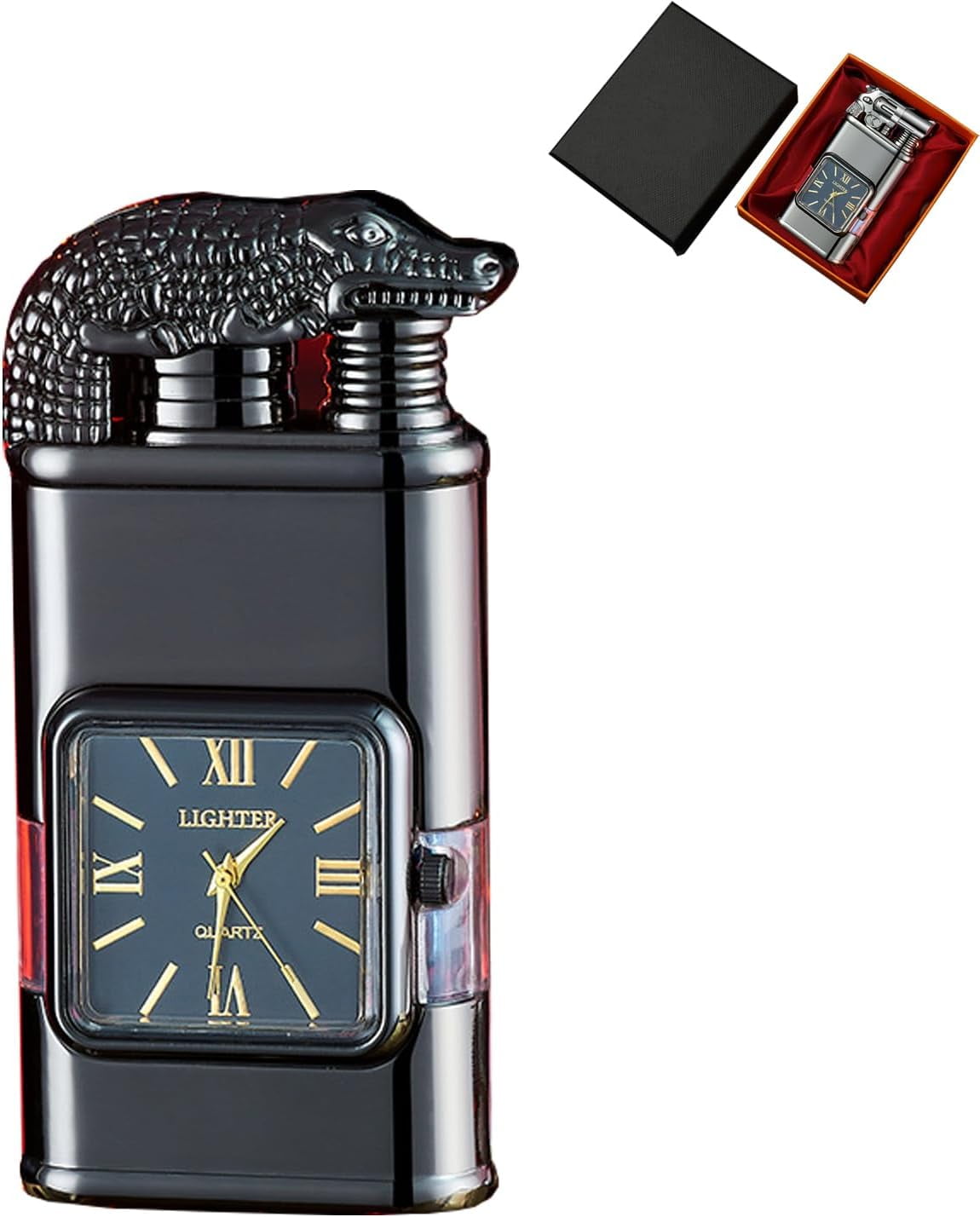 Windproof Lighter with Vintage Watch Jet Flame Torch,Creative Dual ...