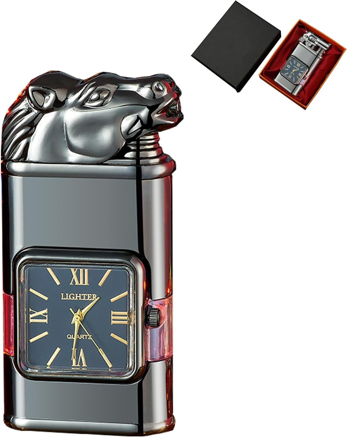 Windproof Lighter with Vintage Watch Jet Flame Torch,Creative Dual ...